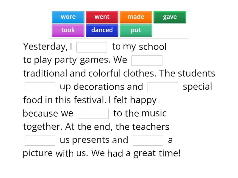 Irregular verbs - Complete the text - Complete the sentence