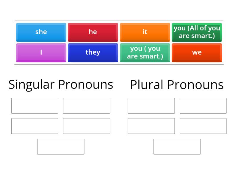 Singular and Plural Pronouns - - Group sort