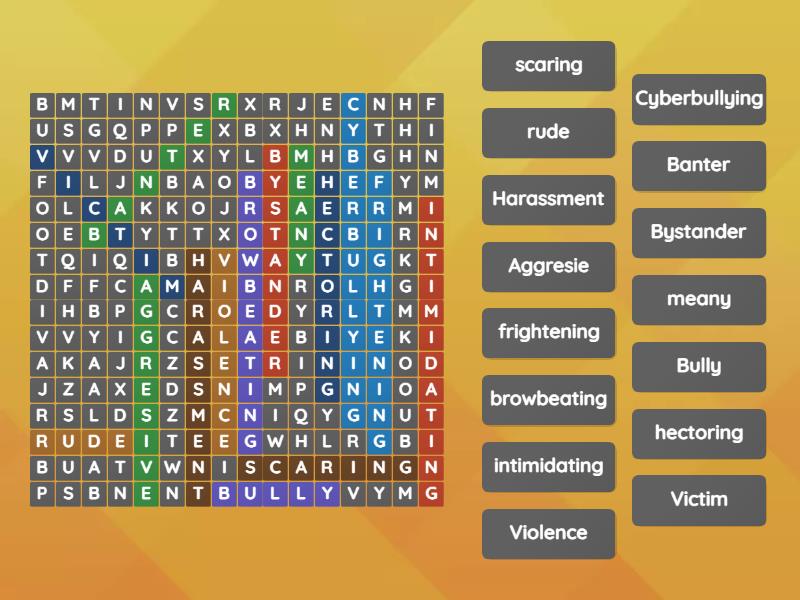 Bullying word search - Wordsearch