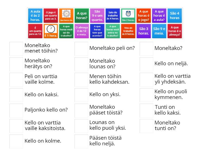 6. Paljonko kello on? - Match up