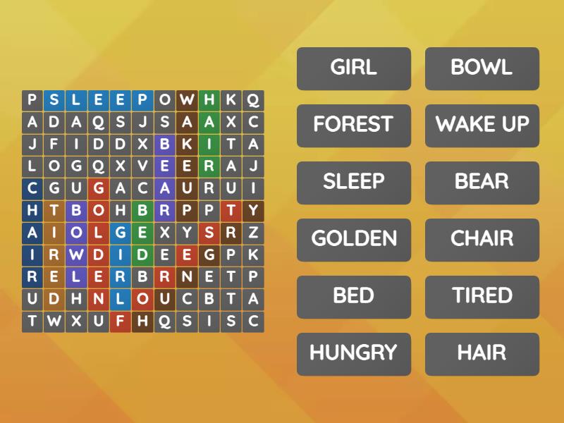 Goldilocks and the Three Bears - activity 2 - Wordsearch