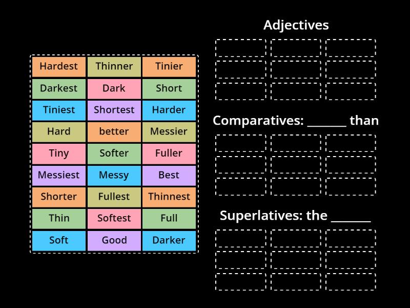 Adjectives, Comparatives, Superlatives 1 - Group sort