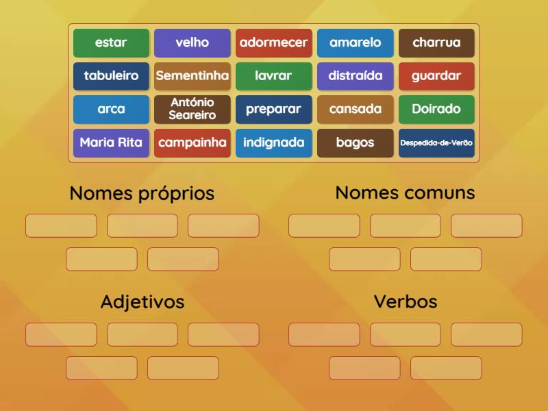 Classes de palavras - Group sort