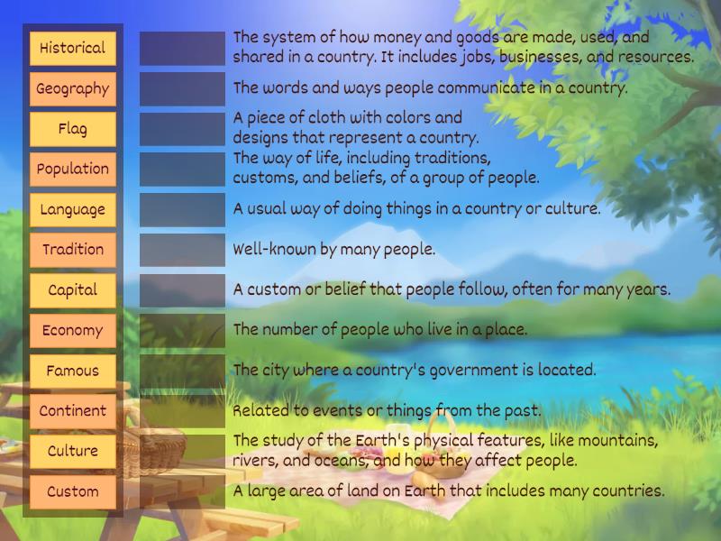Vocabulary: Countries - Match up