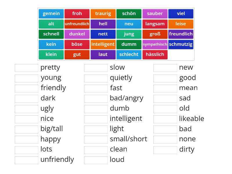 CMS - Adjectives - Describing words - Match up