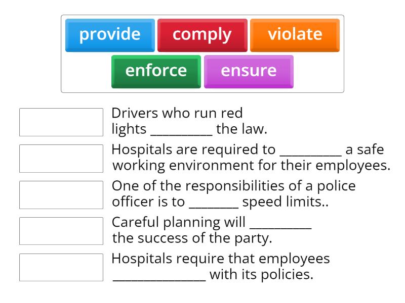 Workplace safety vocabulary HTI 23-24 - Match up