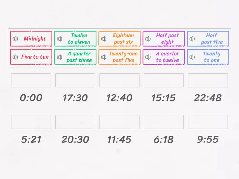 RAISE | Unit 1 - "What time is it?" 2 - Match up