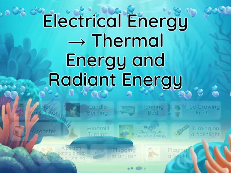 Y9- Energy Transformation Card Sort activity - Find the match