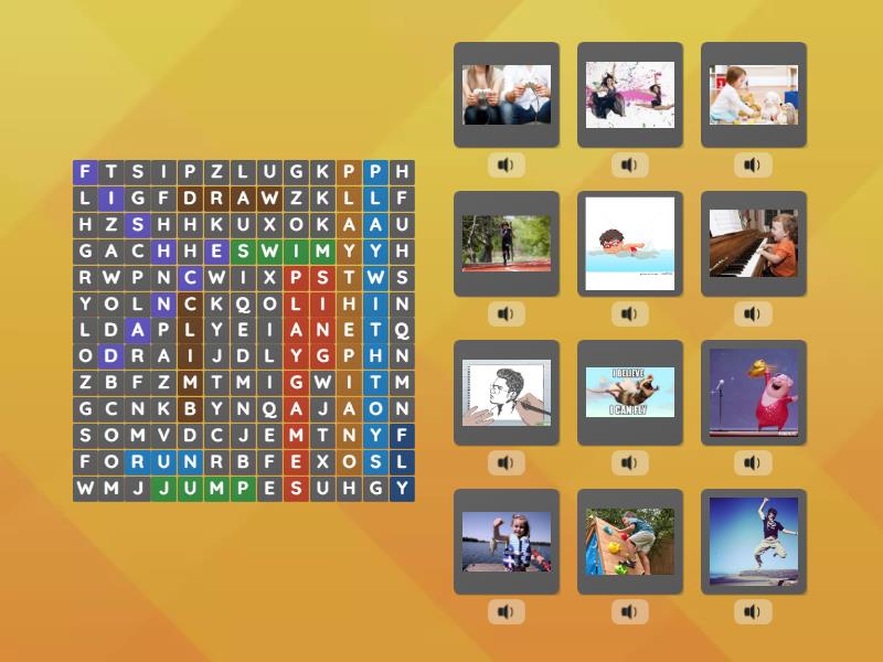 active verbs - Wordsearch