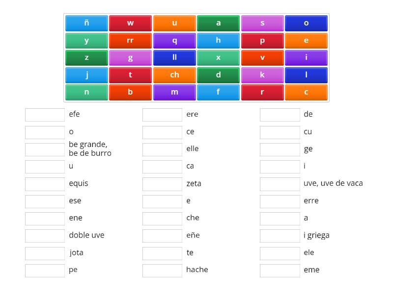 Sp1.U1. Spanish Alphabet - Match up