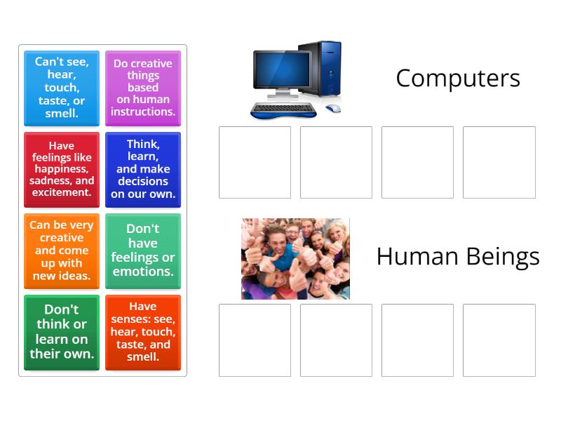 Differences between computers and Human Beings - Ordenar por grupo
