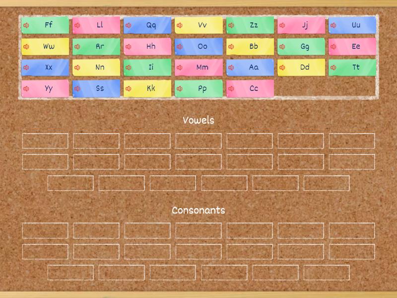 Me1a Vowels and Consonants - Group sort