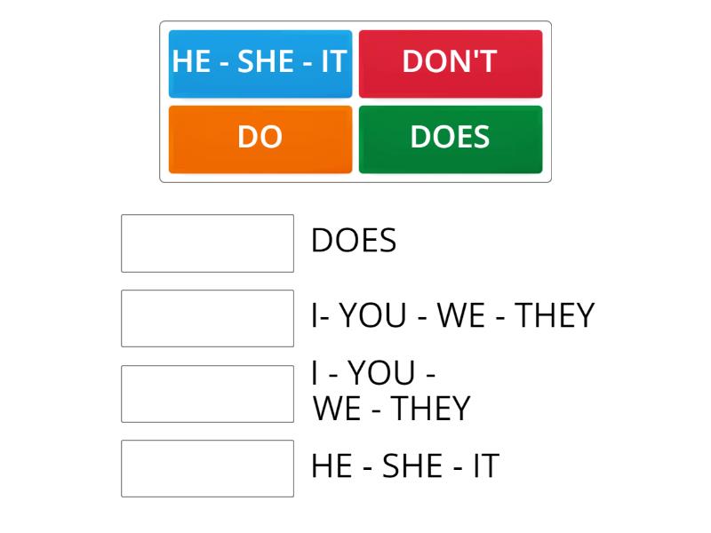 Uso do auxiliar Do e Does - Match up