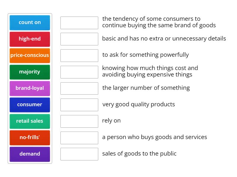 Consumer Words - Match up