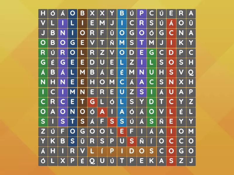 Tema 1 bioelementos y biomoléculas - Sopa de letras