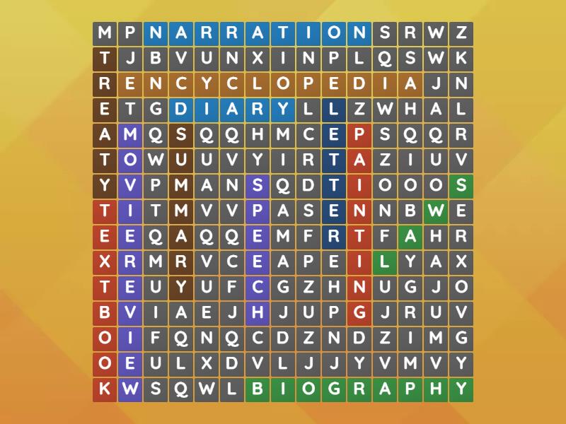 Primary and Secondary sources - Wordsearch