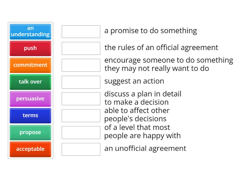 Negotiation Reading vocabulary - Match up