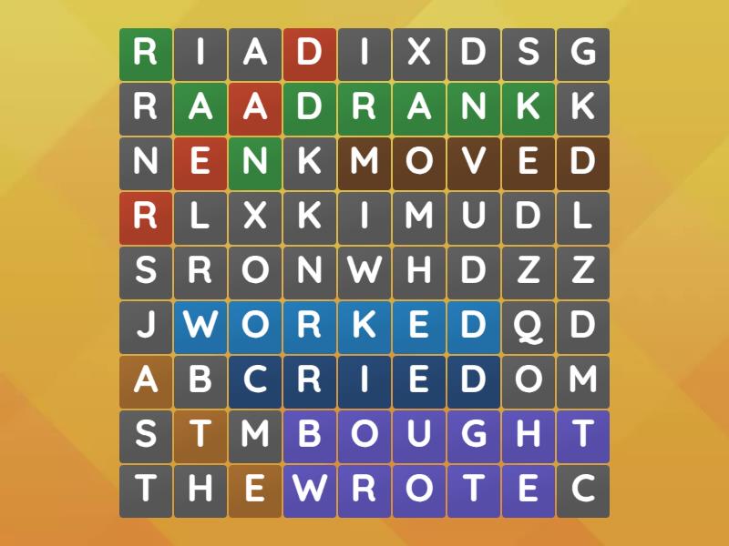 word search pasado simple, verbos regulares e irregulares - Wordsearch