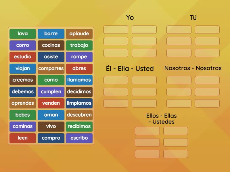 02. Presente simple regulares (Ordenar) - Group sort