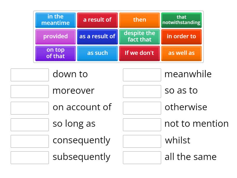 linking words - Match up