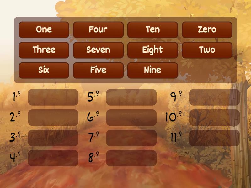 Numbers 0 to 10 - Rank order