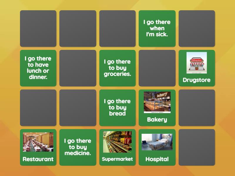 Places in town game - Matching pairs