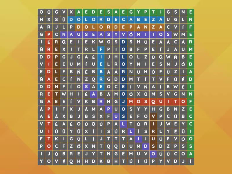 Sopa de letras sobre DENGUE-juego realizado por 5to grado - Wordsearch