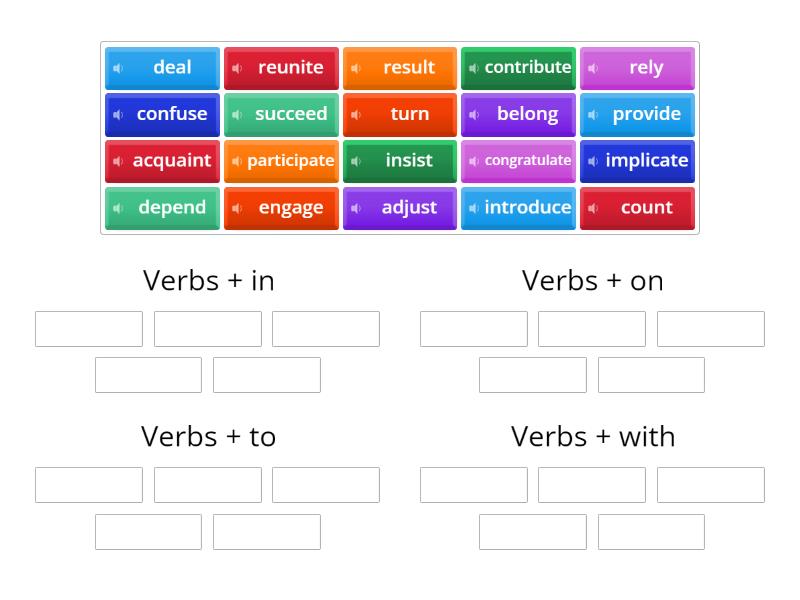 Verb plus preposition - Group sort