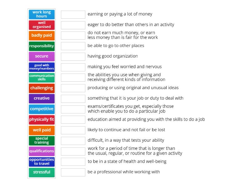 job words - Match up