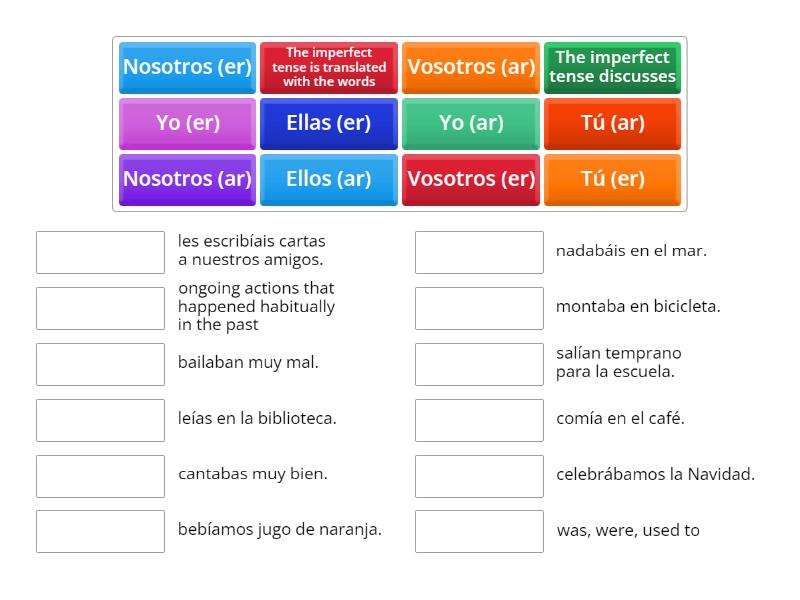 Sp. 2 imperfect exam help - Match up