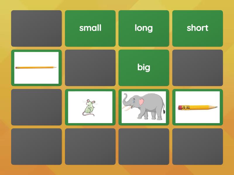 Kid's Box 1 Unit 5 adjectives - memory game - Matching pairs