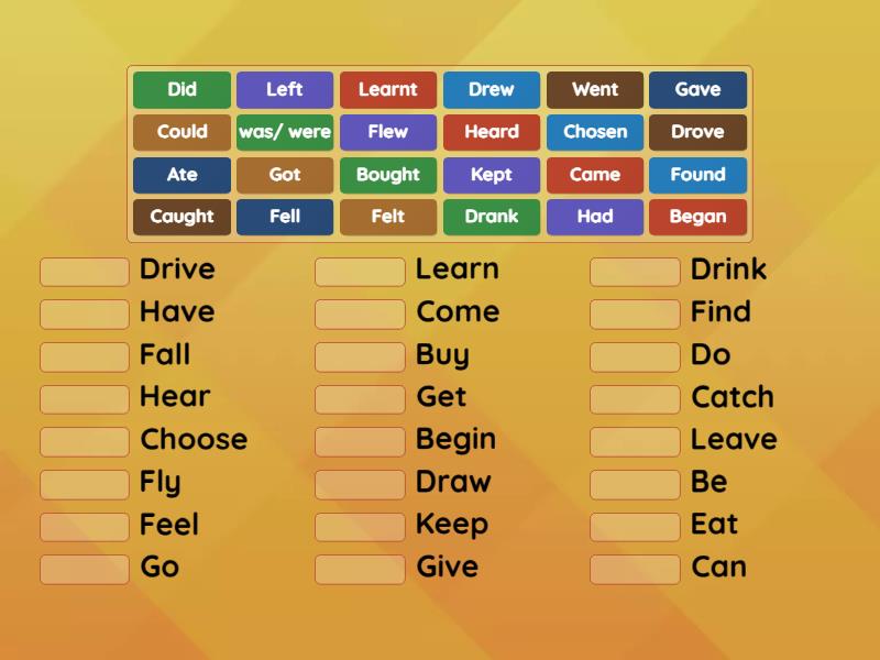 Think Starter : Irregular Verbs list A - Match up