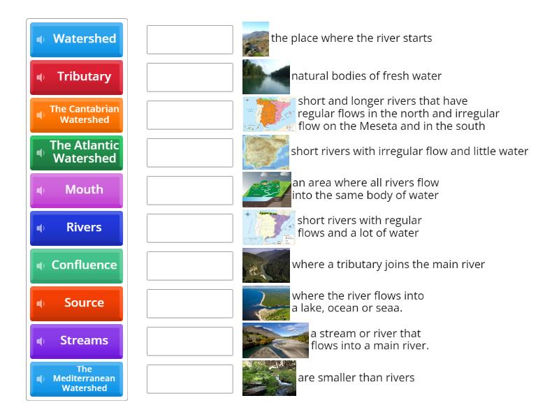 Rivers and watersheds - unit 5 - Match up
