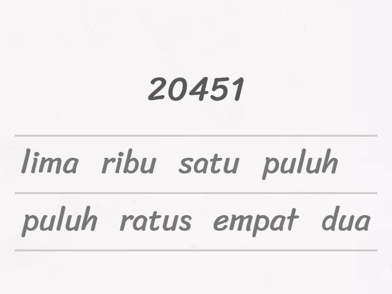 Nombor dalam perkataan (puluh ribu) - Unjumble