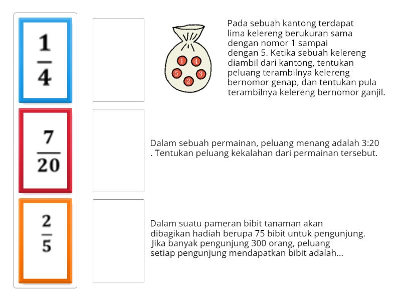soal Isian singkat dan esai materi peluang - Match up