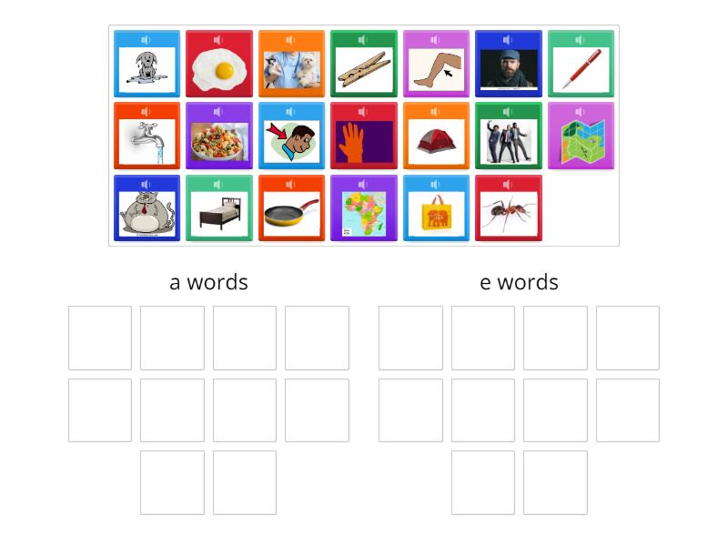 short a and short e words - Group sort