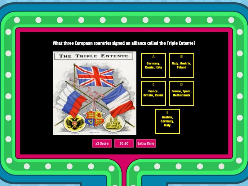Causes of World War 1 Game Quiz - Gameshow quiz