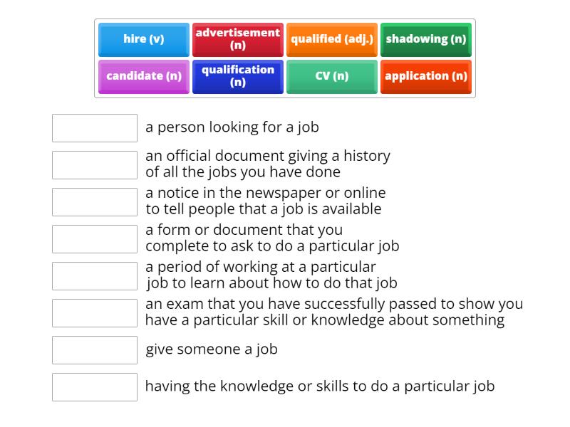 Job interview - A2 - Match up