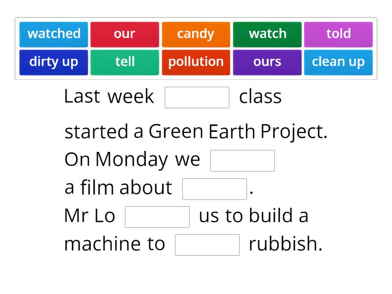 Green Earth Project Week 1 - Missing word