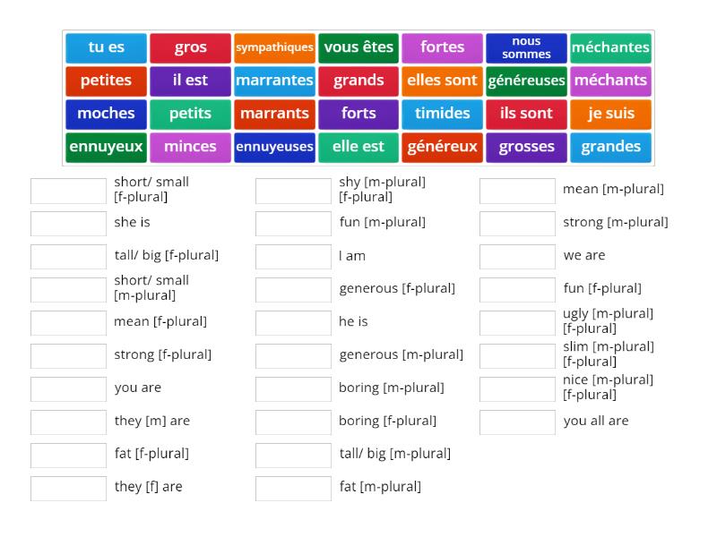 Year 7 French Module 2 Unit 5 - Match up