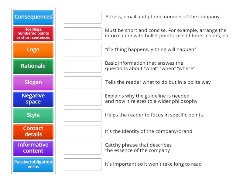 Guideline and brochure activity - Match up