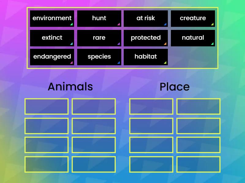 Empower B2 Unit 2B Animals and Environment Sorting - Group sort