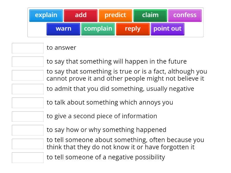 High Note 3 7A reporting verbs - Match up