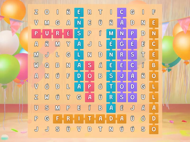 Comidas típicas - Sopa de letras