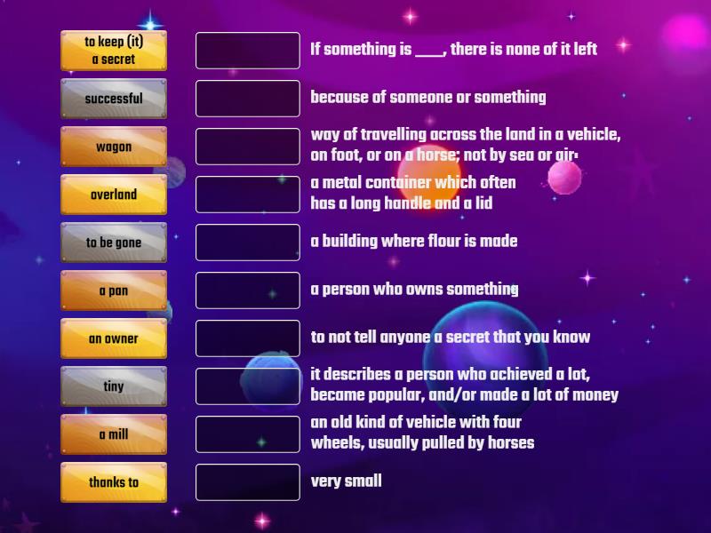 Gold Rush Vocabulary - Match up