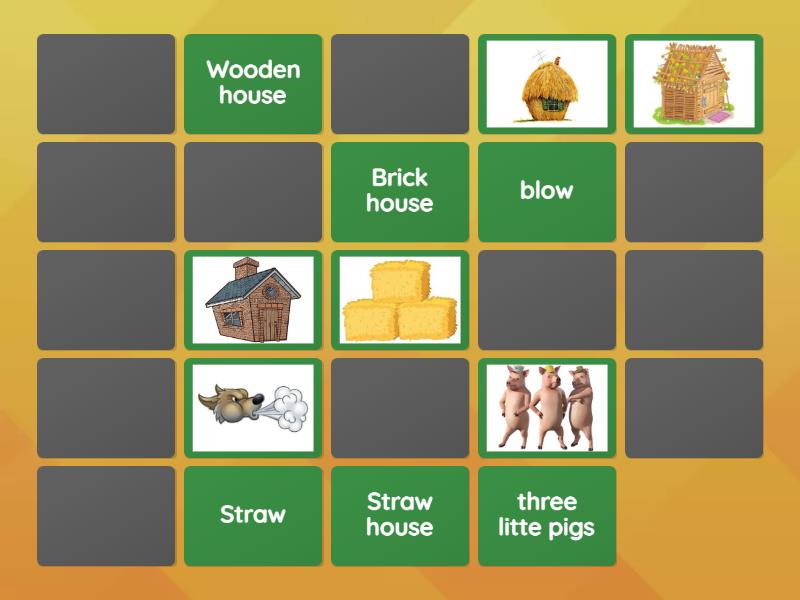 The three little pigs memory game - Matching pairs