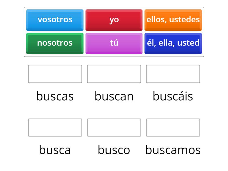 verbo "buscar" - Une las parejas