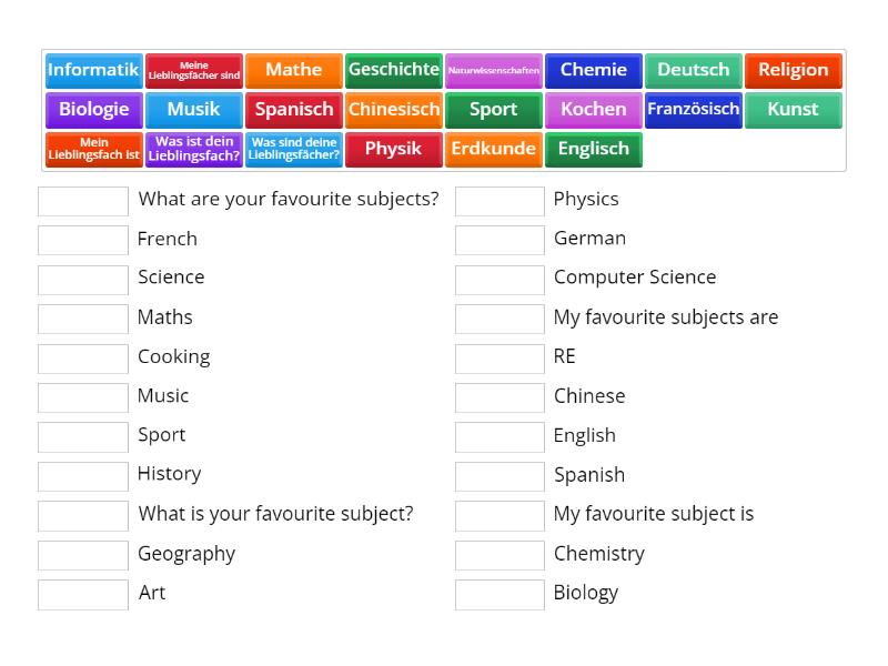 Mein Lieblingsfach - Match up