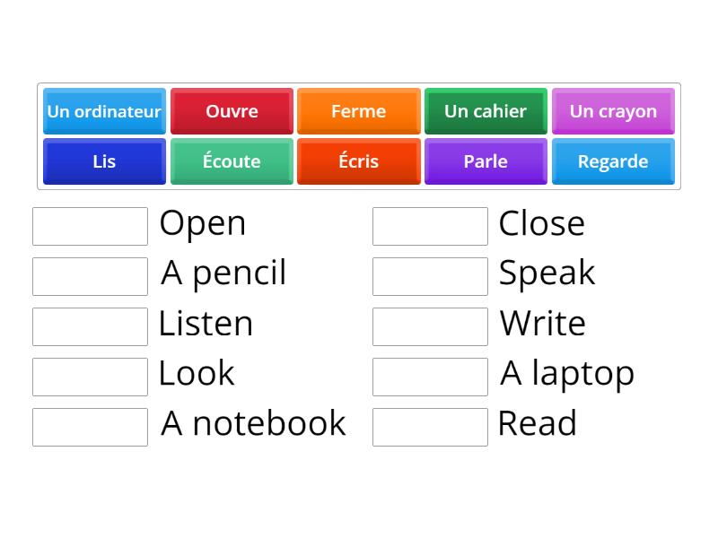 Classroom Instructions - French - Match up