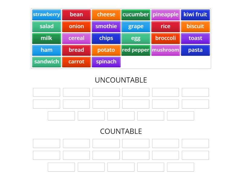 Countable / uncountable nouns - Group sort